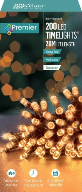 Premier 200 Multi Action LED Lights With Timer - Battery Operated