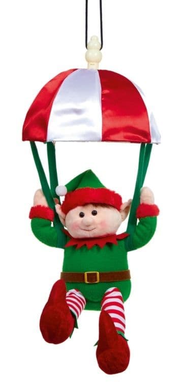 Premier Animated Musical Kicking Leg Parachuting Elf - Battery Operated