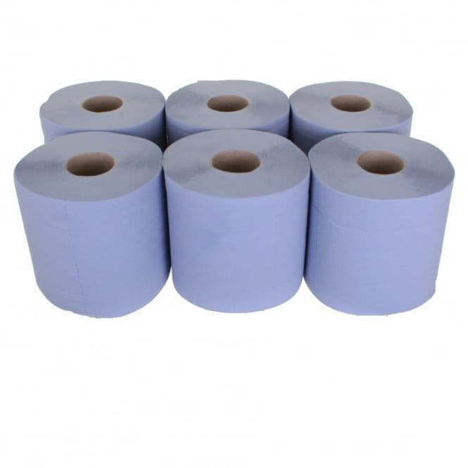 2 Ply Blue Flat sheet Centrefeed Rolls x 6