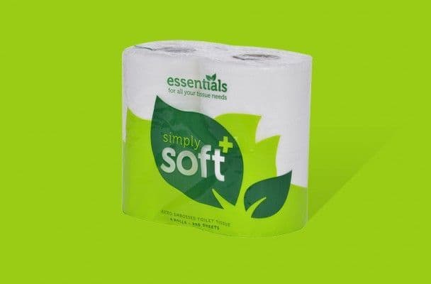 2 ply Essentials White 100 Recycled 320 sheet Toilet Roll
