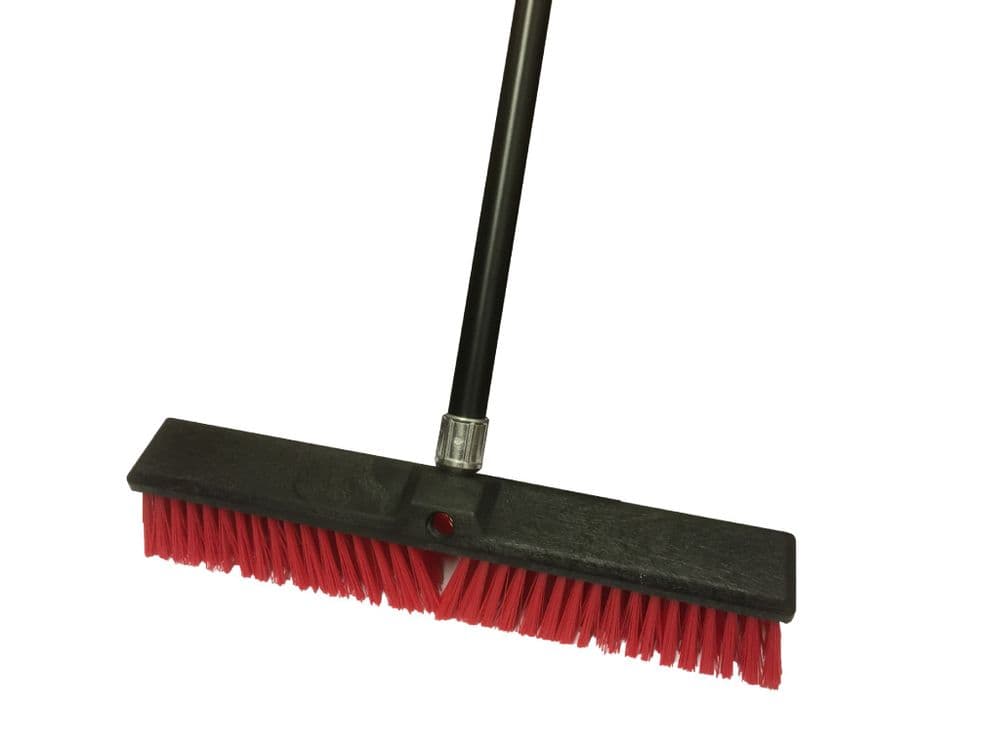 Broom 18" Plastic Red with Handle