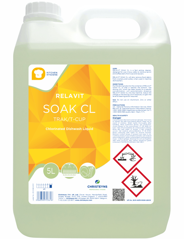 Christeyns Relavit Soak CL 5L Dish & Cup Pre‑Soak Detergent