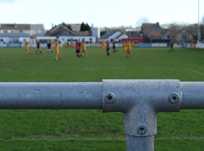 Spectator barrier for use on football and rugby pitches. Horse racing ...