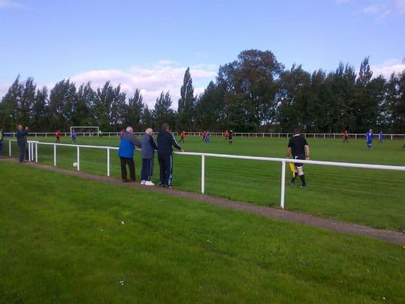 Spectator barrier for use on football and rugby pitches. General low ...