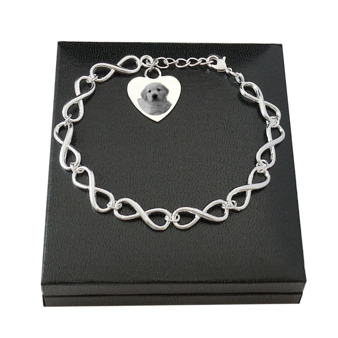 Memorial, Infinity Symbol Bracelet with Engraved Photo and Words ...