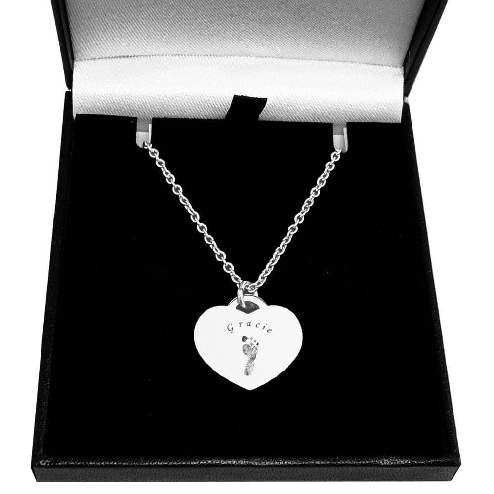 Personalised, Footprint Photo Pendant, Engraved Sympathy Gift | Someone ...