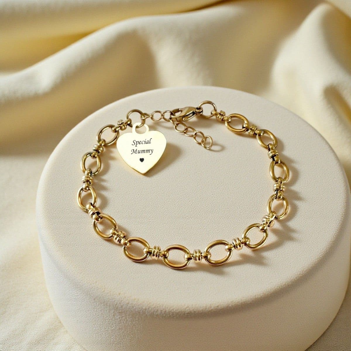 Personalised Memorial Bracelet in Gold Chain with Any Engraving on the ...