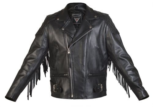 Retro Leather Jacket|Biker Leather Jacket|Men|FRINGED DIAMOND