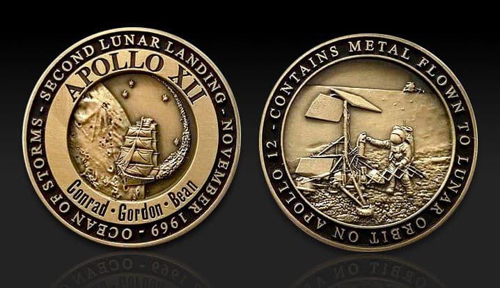 Apollo 12 Medallion Minted With Flown To Lunar Orbit Metal