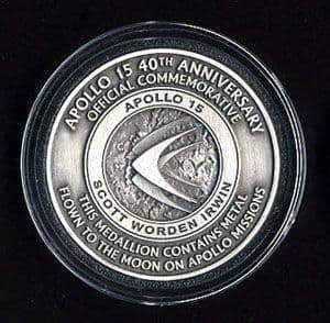 Apollo 15 40th Anniversary Medallion with Space Flown Metal