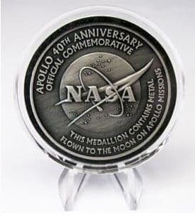 NASA Apollo 40th Anniversary Medal With Flown Apollo Metal