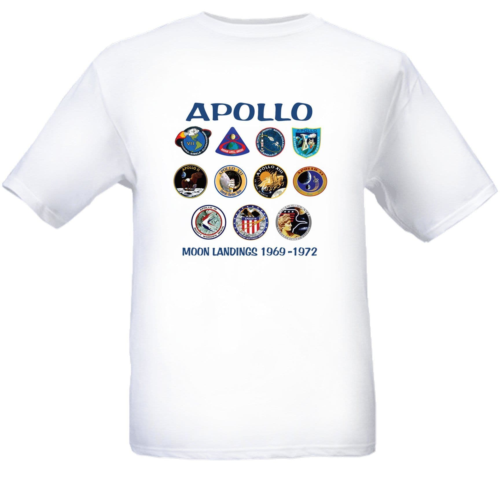 NASA Apollo Moon Landings T-Shirts Mission Insignia Size M White