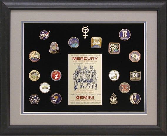 NASA Mercury & Gemini Program Framed Pin Collections