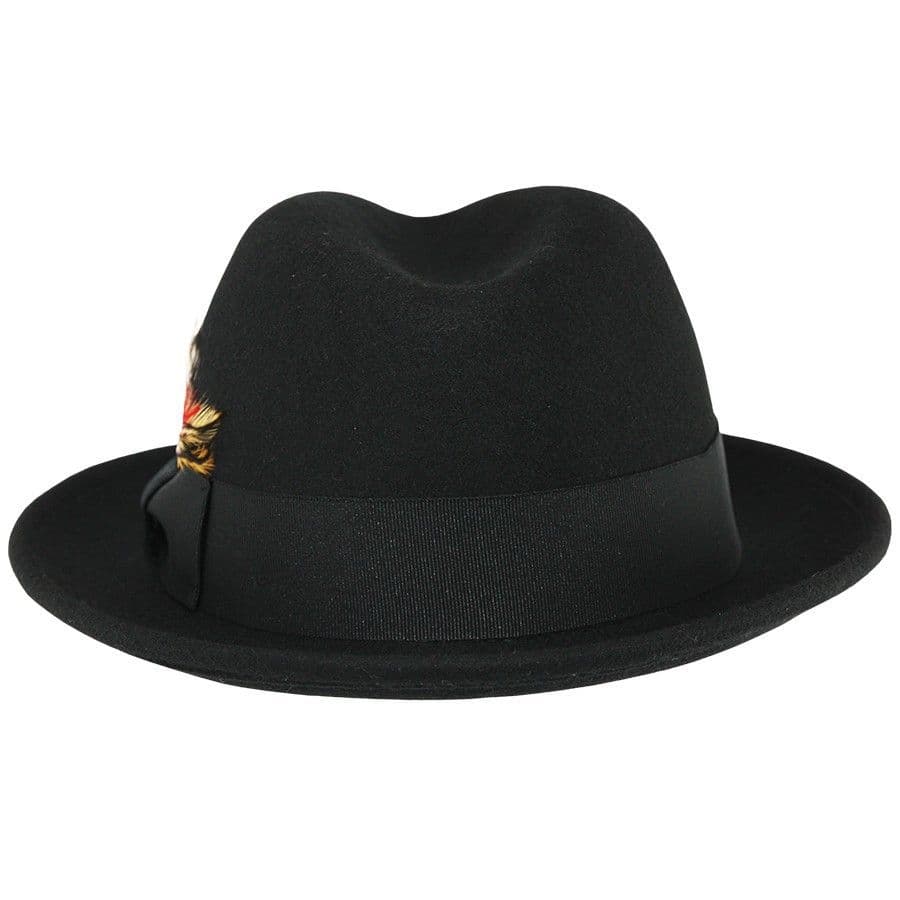 Black C Crown Trilby Hat Wool Felt