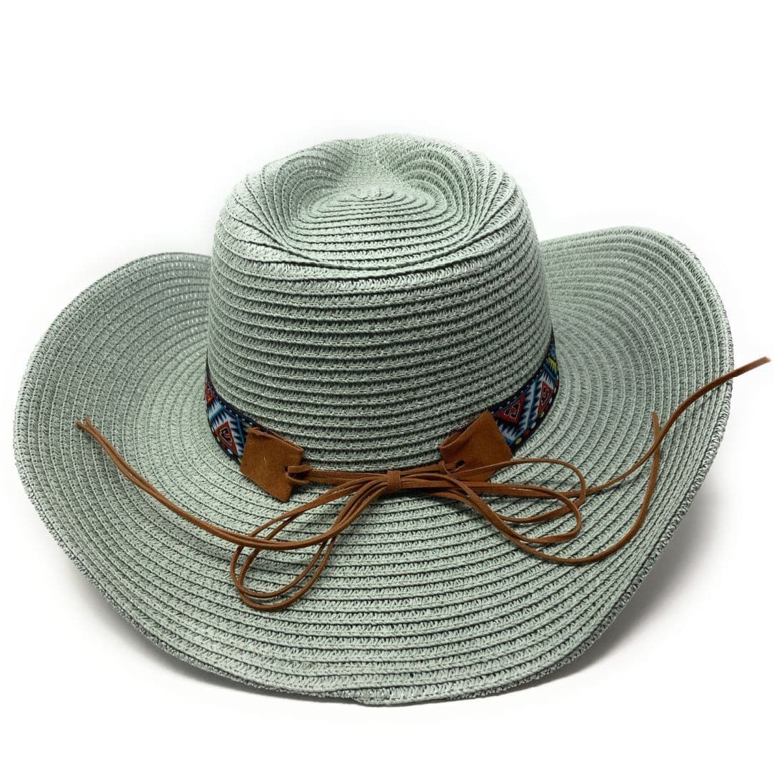 Green Summer Cowboy Hat with Aztec Band