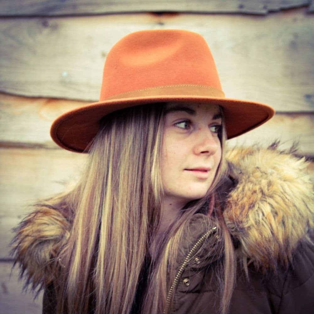 Rust Brown Fedora Hat Showerproof Wool - Ranger