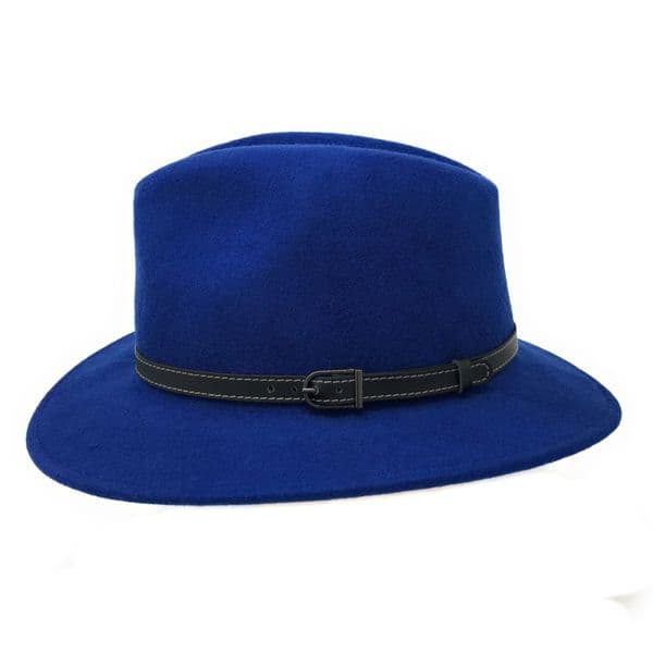 Wool Blue Fedora Hat - Showerproof - Montana
