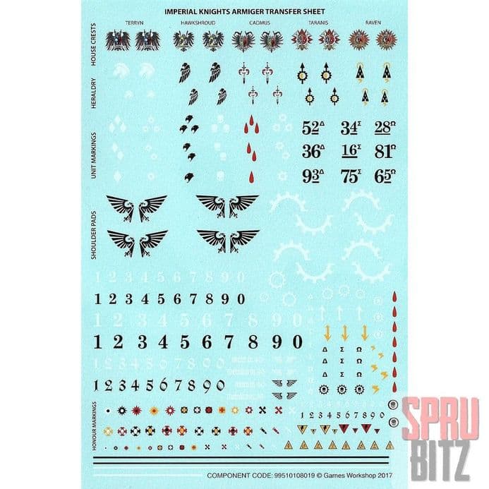 Imperial Knights Armiger Transfer Sheet 2017