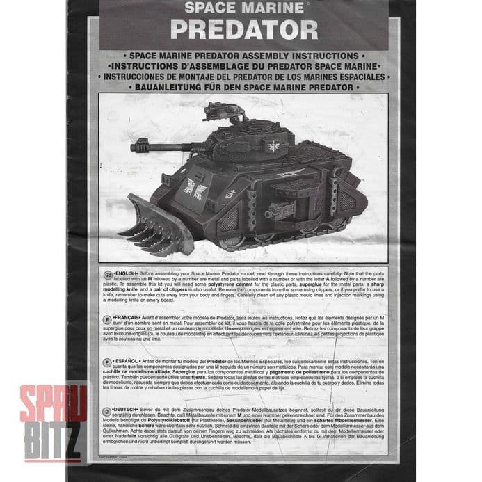 Space Marine Predator Assembly Instructions 1995