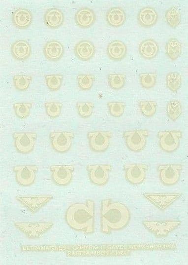 Ultramarines White Transfer Sheet decals 1989