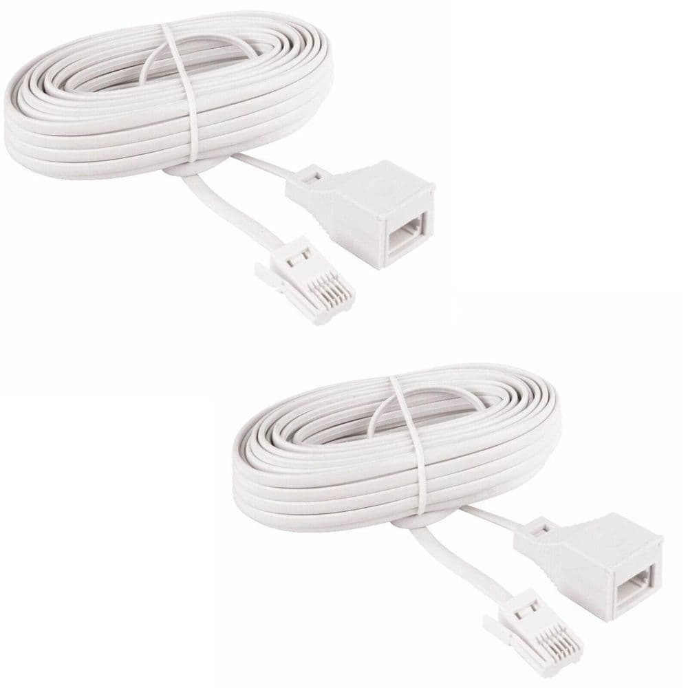 15 Metre Telephone Extension Lead Cable Rj11 Bt Plug To Socket Fully ...