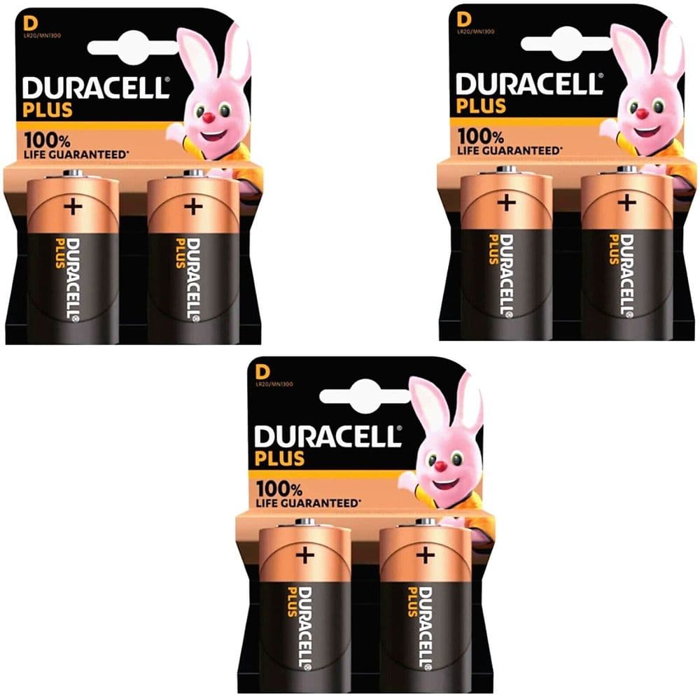 Duracell D Plus Battery LR20 MN1300B2PP Alkaline Batteries Long Expiry ...
