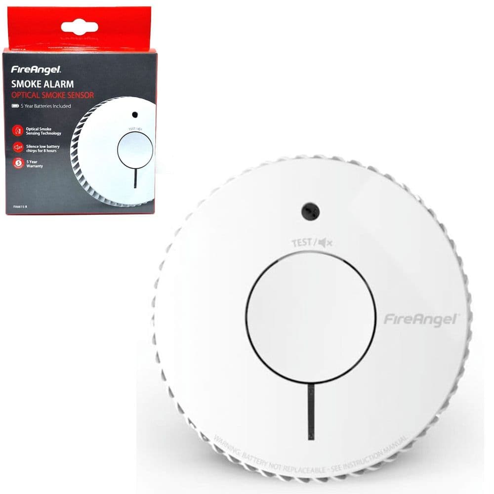 FireAngel Smoke Alarm Detector Optical 5 Year Batteries Included FA6615-R