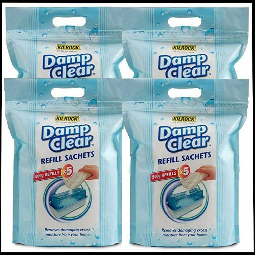 GENUINE KILROCK DAMP CLEAR DEHUMIDIFIER MOISTURE TRAP 2 5KG REFILL PACK x 4