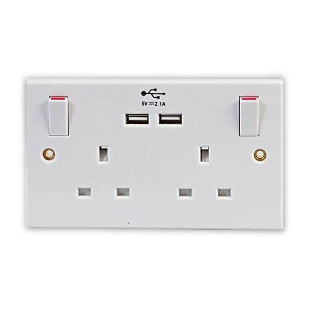 Mains Socket 1 Gang Flush Switched 13Amp Face Plate White Power Outlet