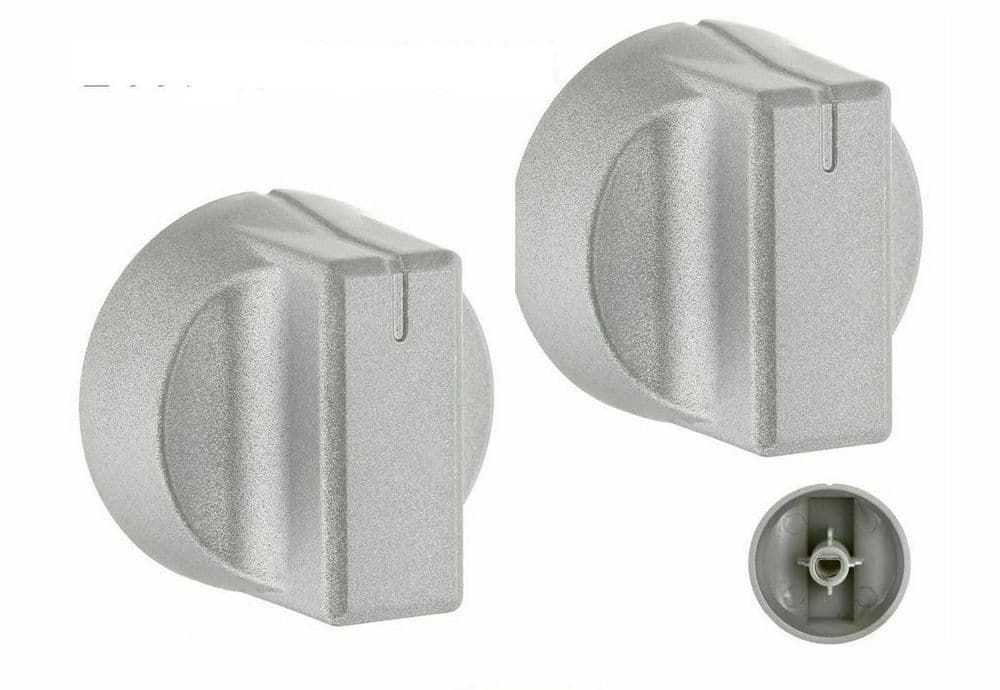 New World Cooker Oven Control Hob Knob Dial In Silver - 2 Pack