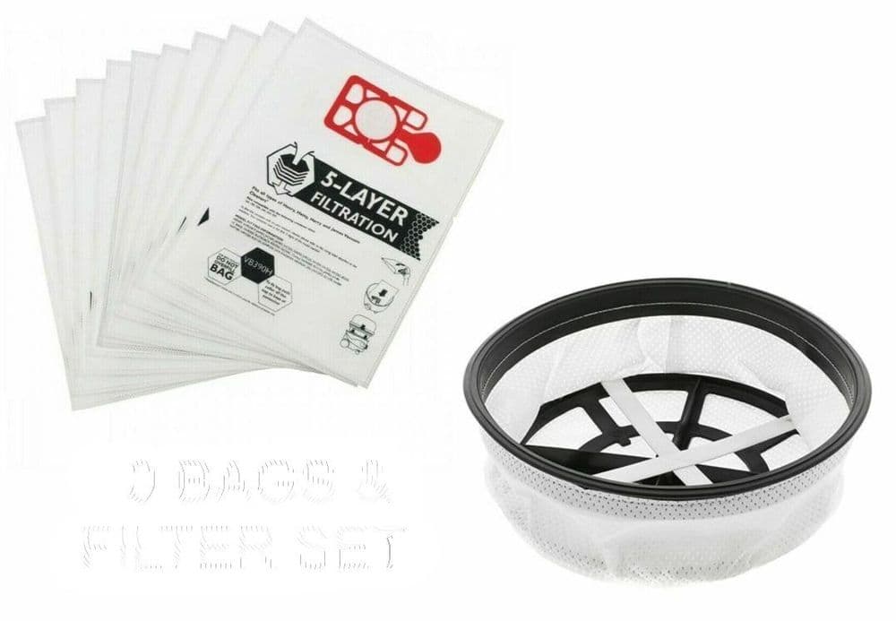 Numatic Nuvac Nnv200 Vnr200-2 Vnp180 Hepa Flo Vacuum Dust Bag X 10 & Filter