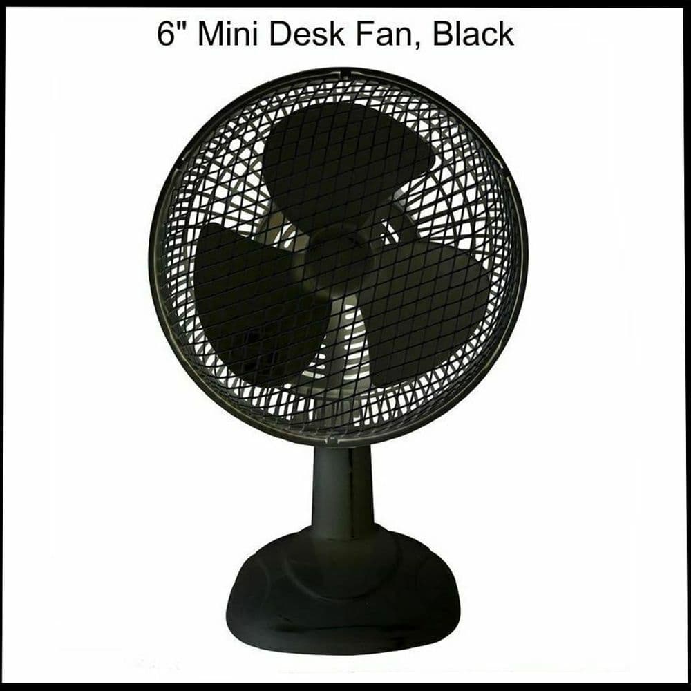 PRO-ELEC BLACK 6" INCH DESK TOP FAN COMPACT WITH 3 BLADES RADIAL GRILL ...