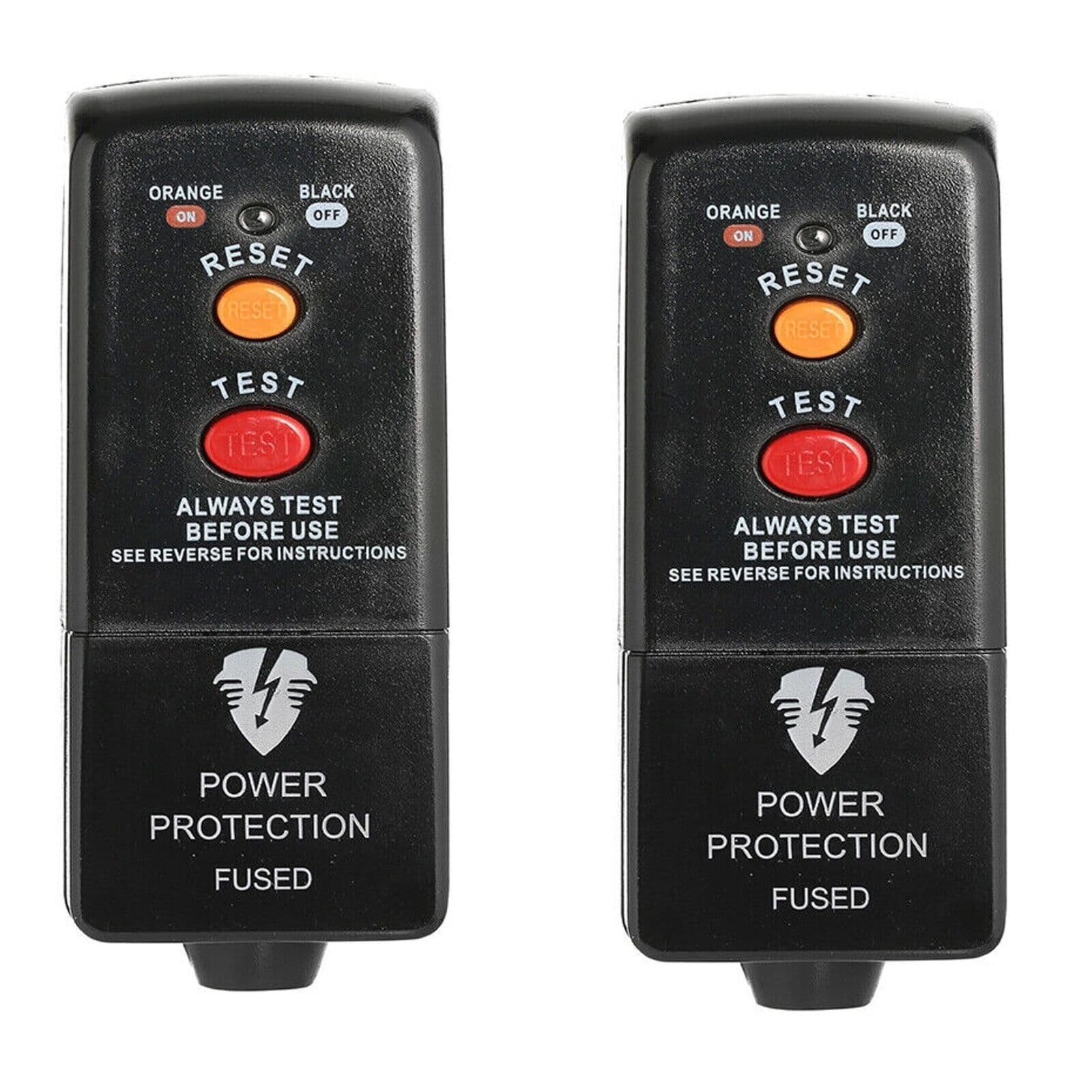 RCD Mains Safety Plug Adaptor Double Pole Red Contact Break Switch x 2 Pack