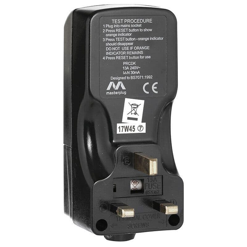 RCD Mains Safety Plug Adaptor Double Pole Red Contact Break Switch x 2 Pack