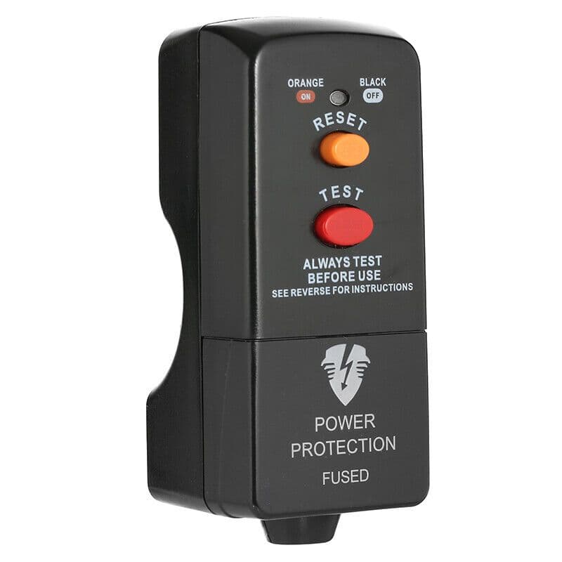 RCD Mains Safety Plug Adaptor Double Pole Red Contact Break Switch x 2 Pack