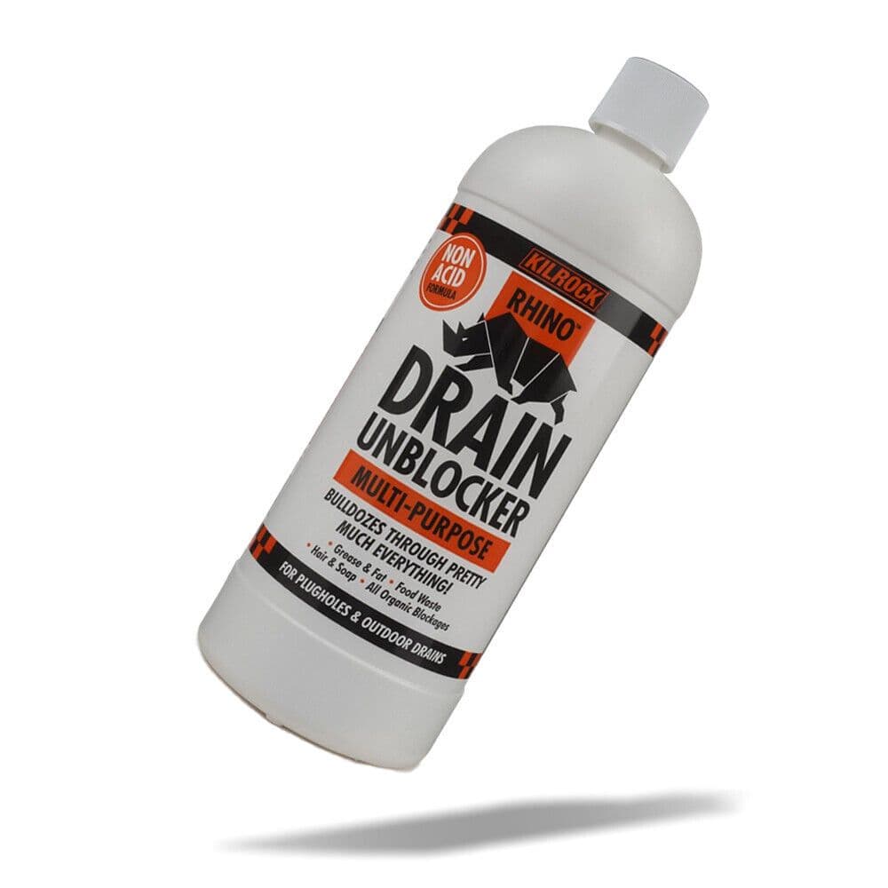 Rhino Drain Unblocker 1L Non-Acid Formula For Grease Fat Hair And Food ...