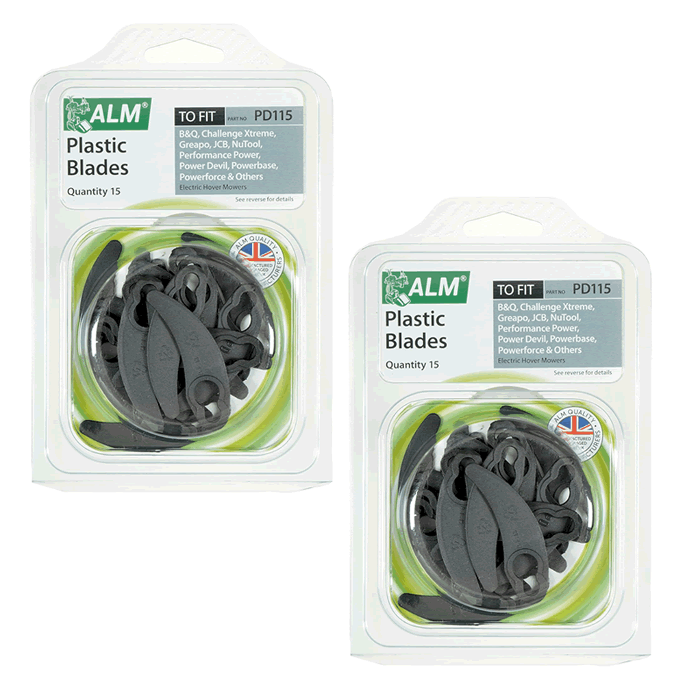 Two Packs of 15 ALM PD115 Plastic Hover Mower Blades Fig 8 Mounting 30 ...