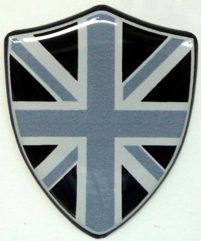 3D GEL sticker SET of 2 UNION FLAG SHIELD Size approx 28x35 mm MONO