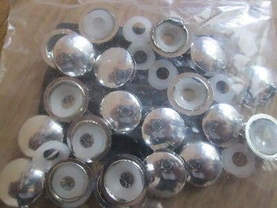 25 x Plastic Dome Screw Caps Cover Polished Chrome/ White mirrors or ...