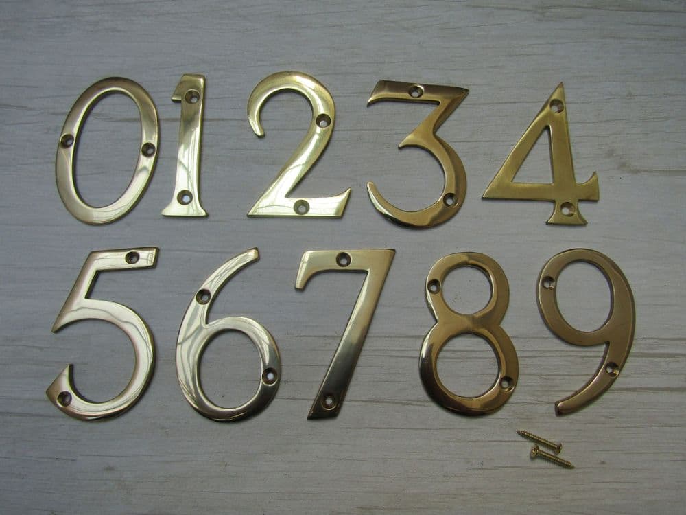 3" Polished Brass Number 3