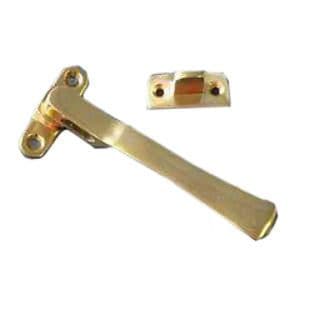 4"/100mm VICTORIAN POLISHED BRASS WINDOW CASEMENT FASTENER HOOK WEDGE ...