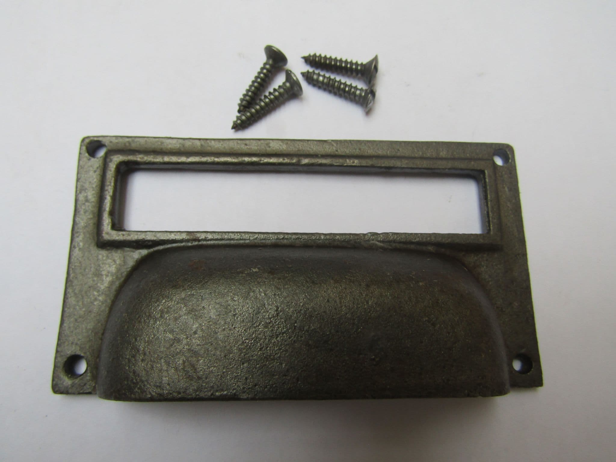 4" Large Card Holder Cup Handle Antique Iron