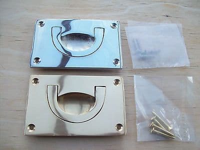 90mm SOLID BRASS FLUSH DOOR CHEST CAMPAGIN BALL CUPBOARD PULL DROP ...