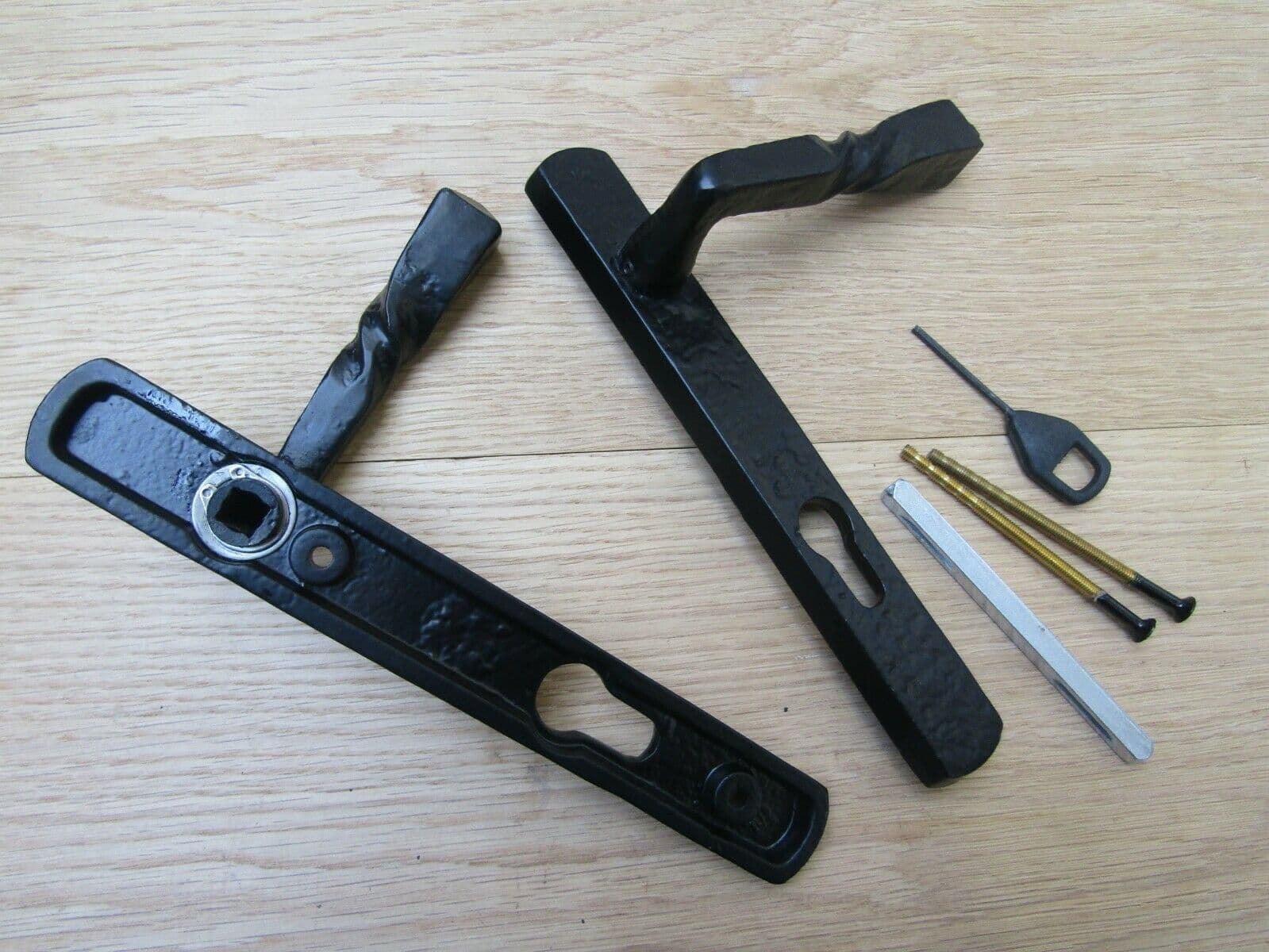 Barley Twist Euro Profile Lever Lock Door Handles Black Antique