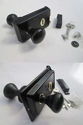 BLACK ANTIQUE CAST IRON OLD VICTORIAN TRADITIONAL STYLE RIM DOOR KNOB ...