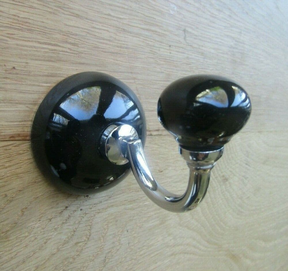 Black Grasmere Ceramic Robe Hook Small