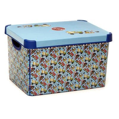 Boys Kids Children Blue Truck Digger Bedroom Storage Box