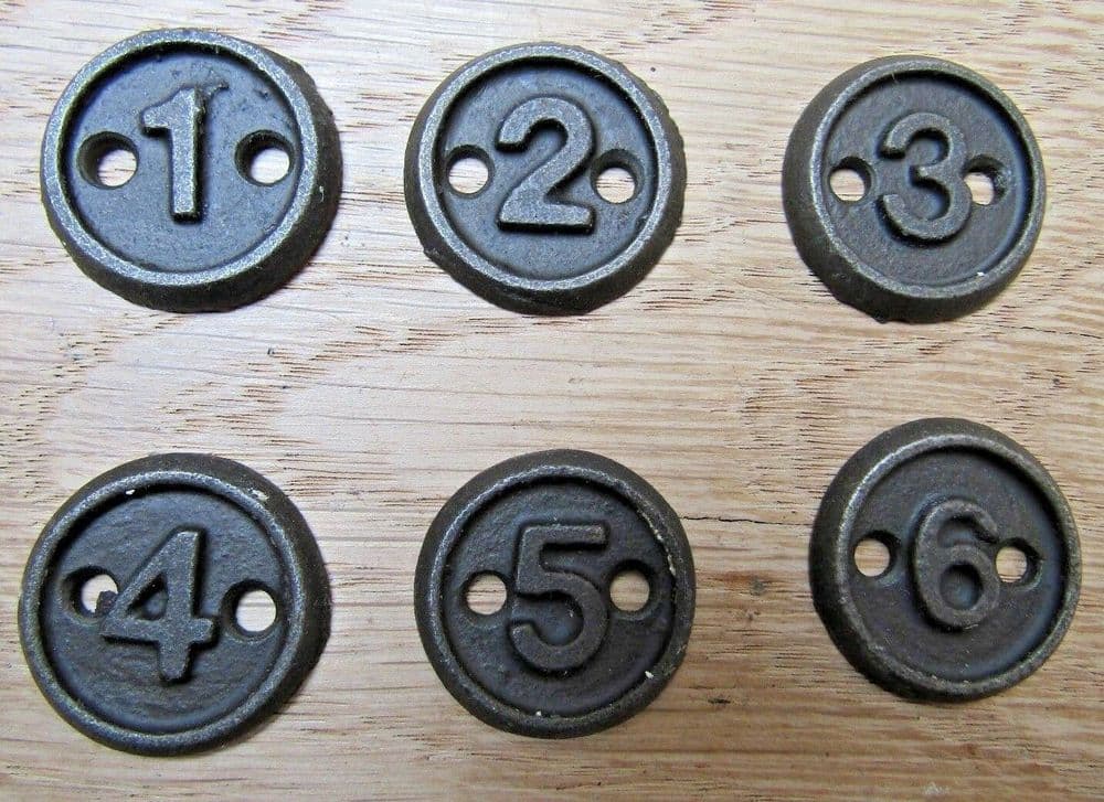 Cast Iron Numbered Disc Plaque 1-6