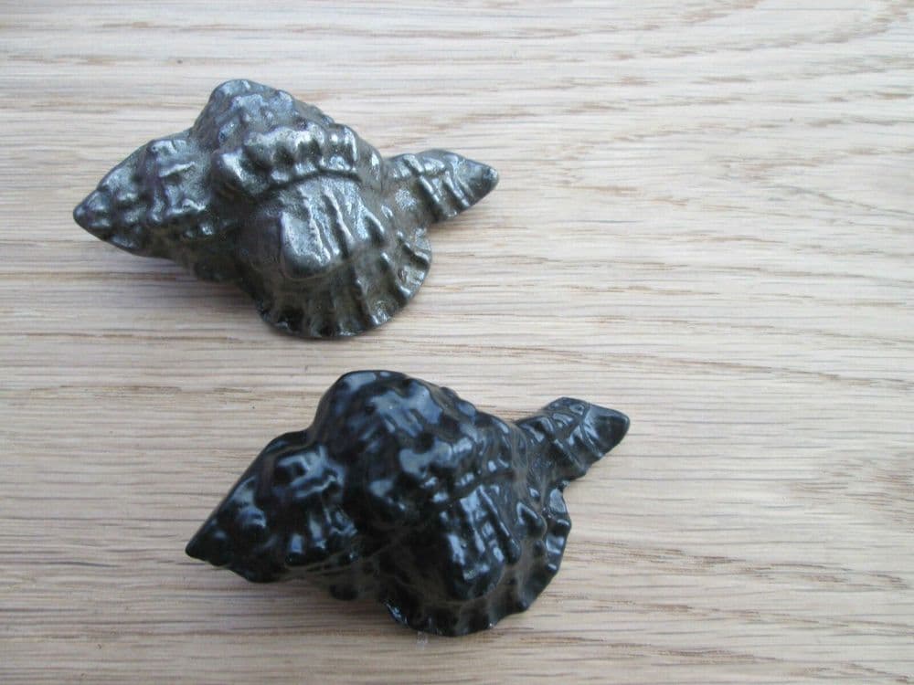 Cast Iron Sea Shell Cupboard Knob Antique Iron