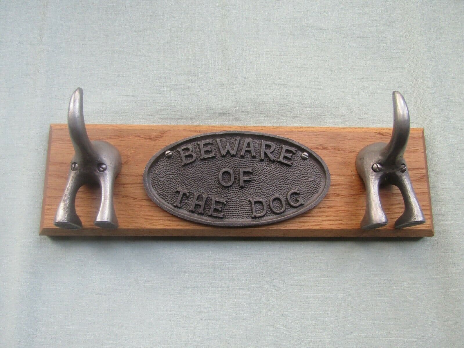Dog Tail Hook With Beware Of The Dog Plaque Rail
